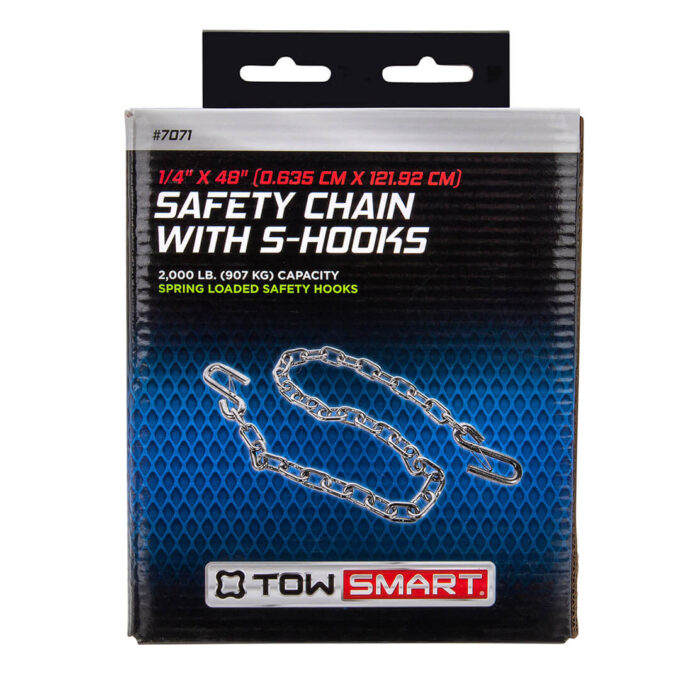 1/4 in. x 48 in. Safety Chain w/Safety Latch Hooks 2000 lb - TowSmart