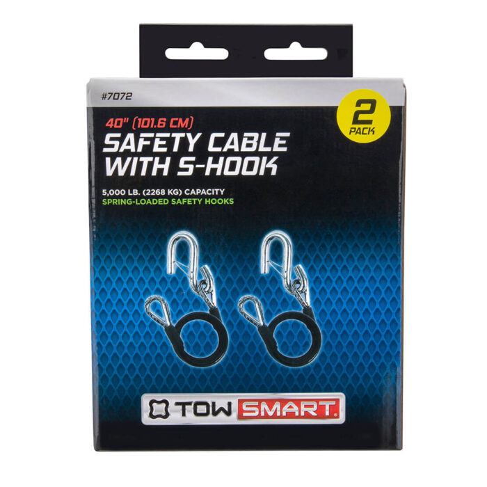 40 in. Safety Cable w/Spring Loaded Safety Hooks 5000 lb - TowSmart