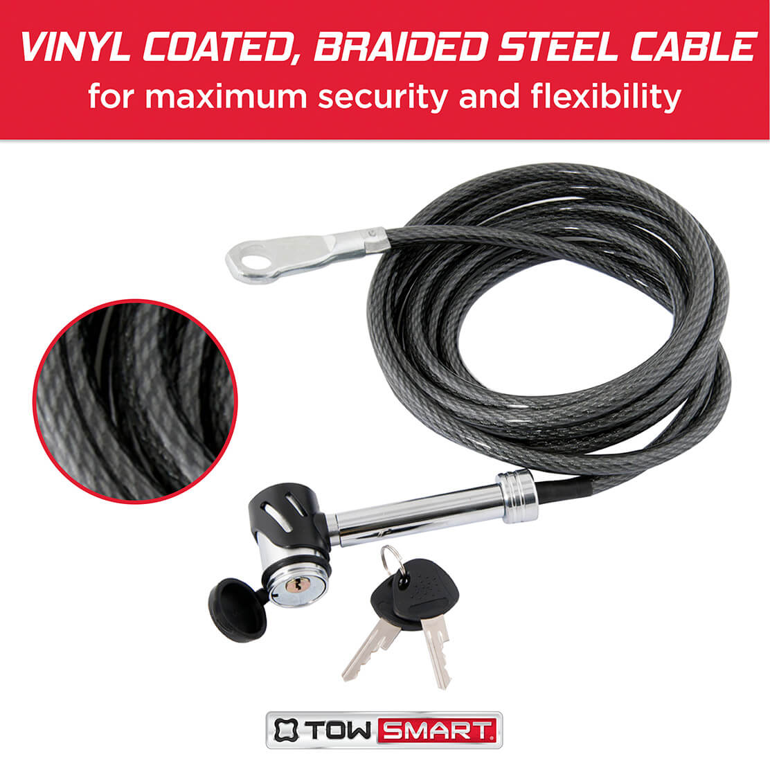 3/8 in. x 12 ft. Vinyl Coated Braided Steel Cable with Sleeved Easy ...